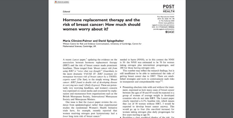 Breast cancer risks associated with HRT - Risk know-how